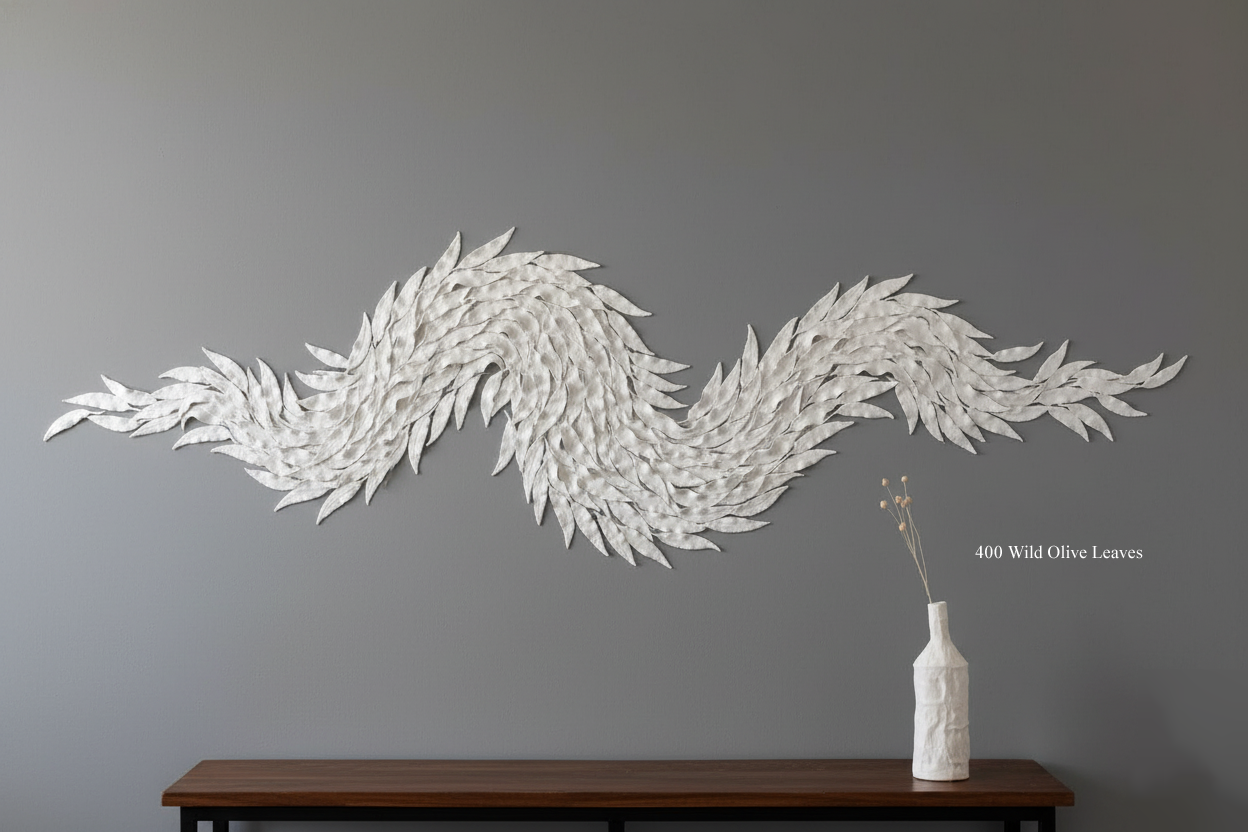 Customizable Wild Olive Leaf Wall Sculpture 3D Textured Clay Art ...